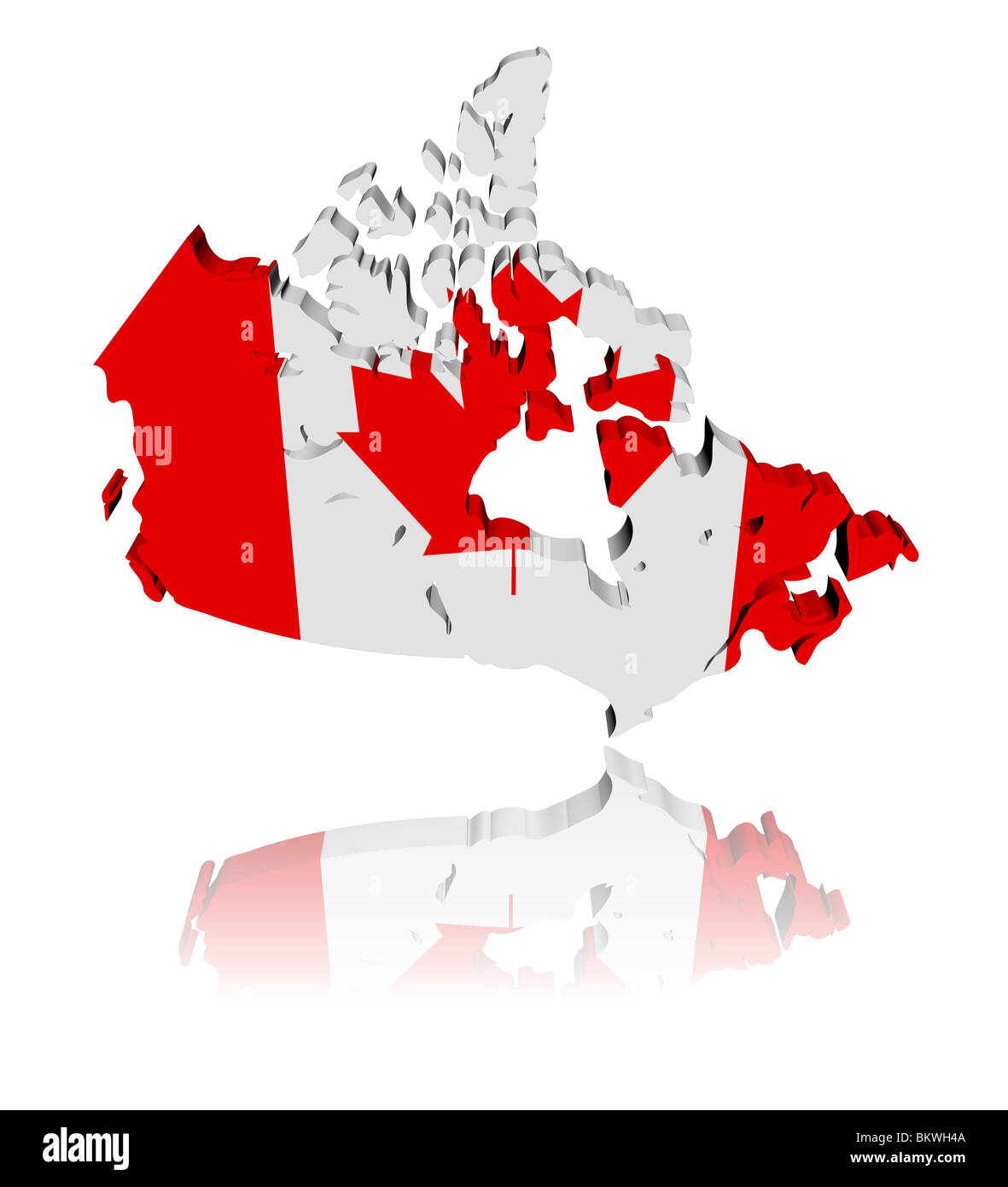 Canada map flag 3d render with reflection illustration Stock Photo - Alamy