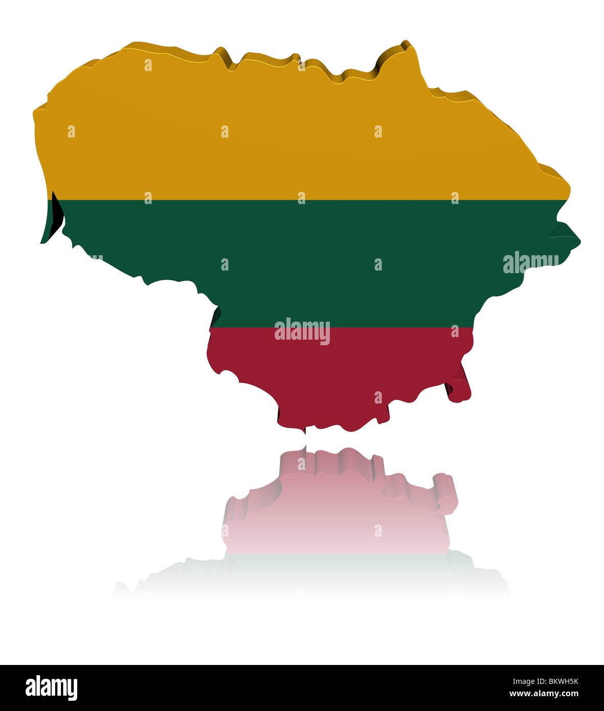 Lithuania map flag 3d render with reflection illustration Stock Photo ...