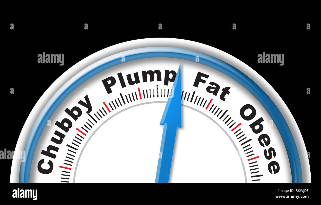 Scales with ‘Chubby’ ‘Plump’ ‘Fat’ and ‘Obese’ measurements Stock Photo ...