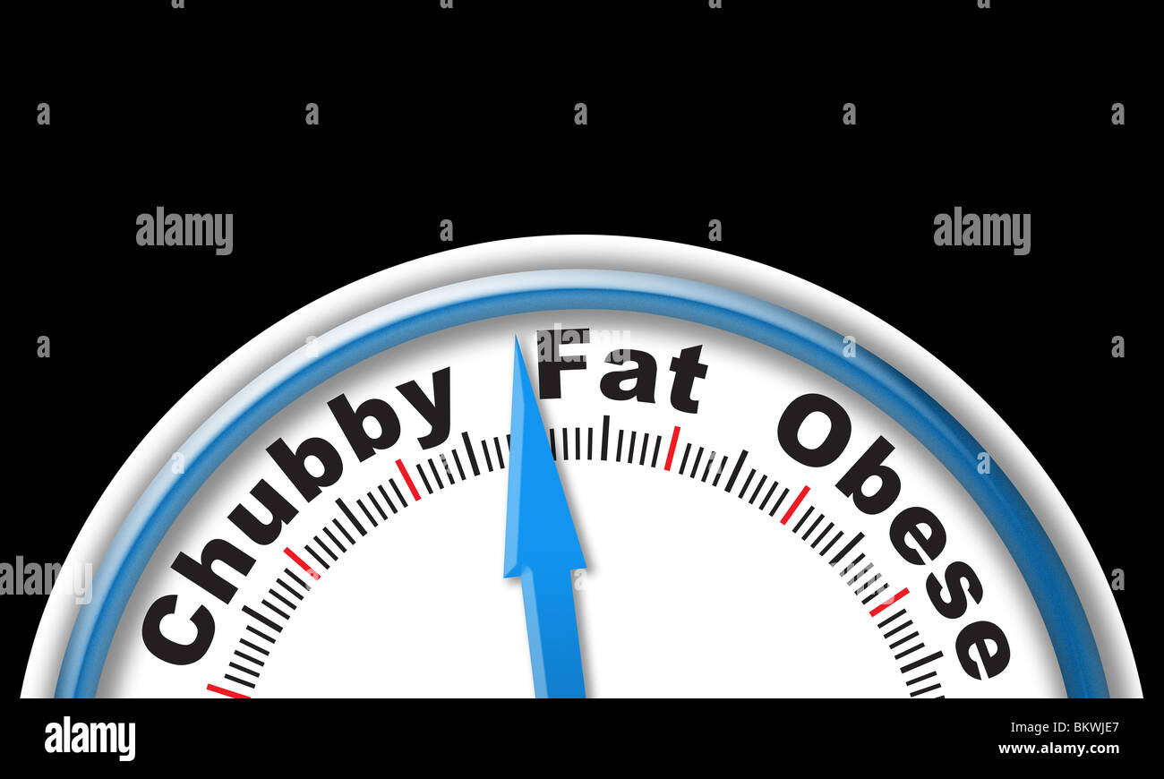 Scales with ‘Chubby’ ‘Fat’ and ‘Obese’ measurements Stock Photo - Alamy