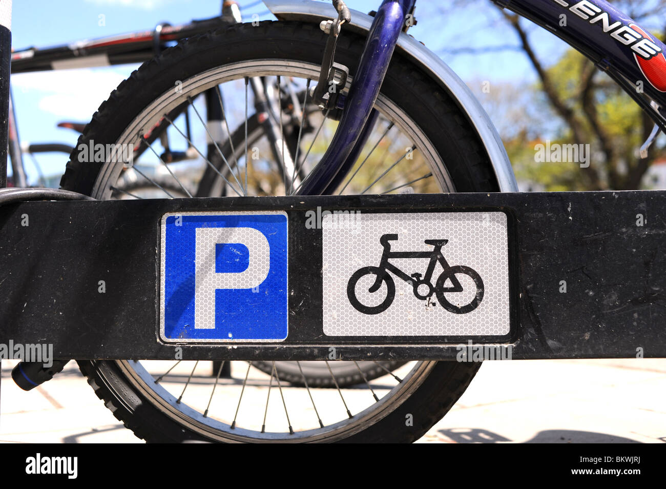 Cycle parking lock up point in Brighton UK Stock Photo - Alamy