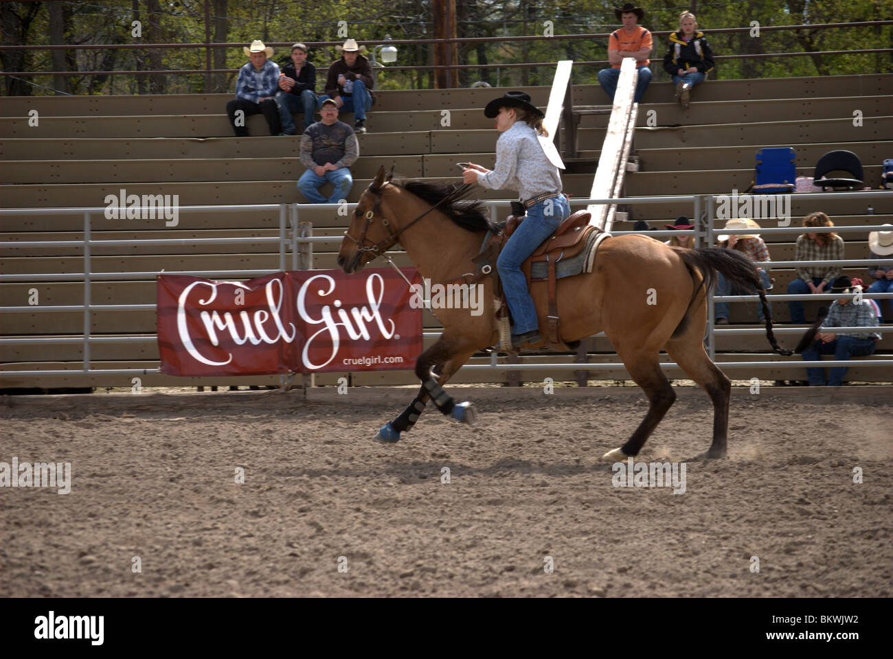 American Teenager girl competes in High School Rodeo competition Stock ...