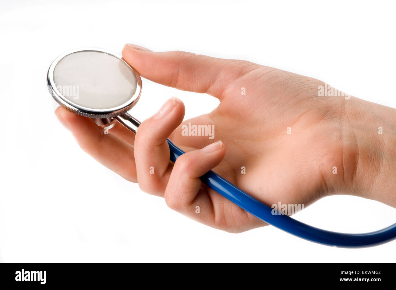 hand holding stethoscope back side shown Stock Photo - Alamy