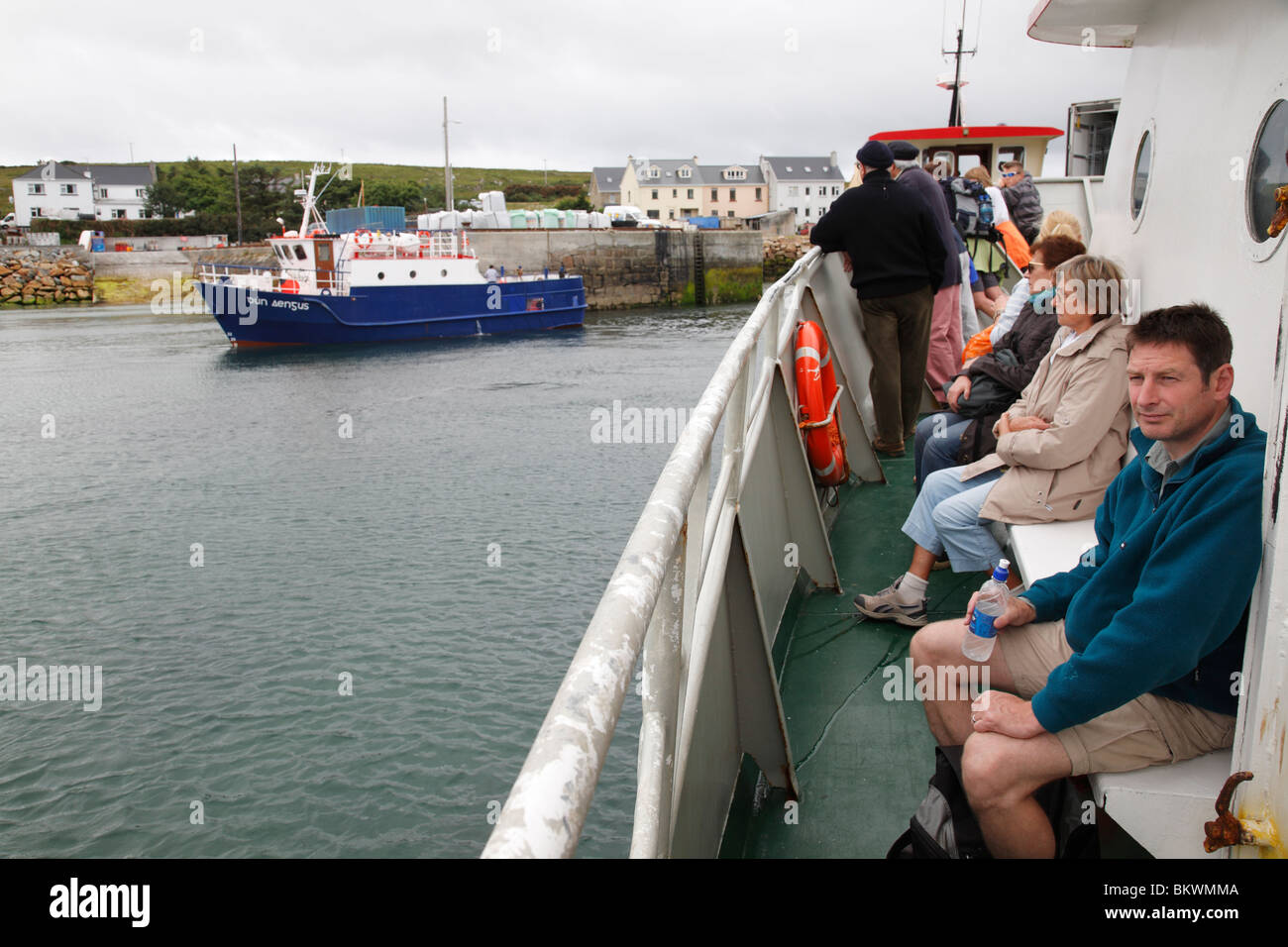 Inishbofin ferry 'Island Discovery' in the harbour in Cleggan ...