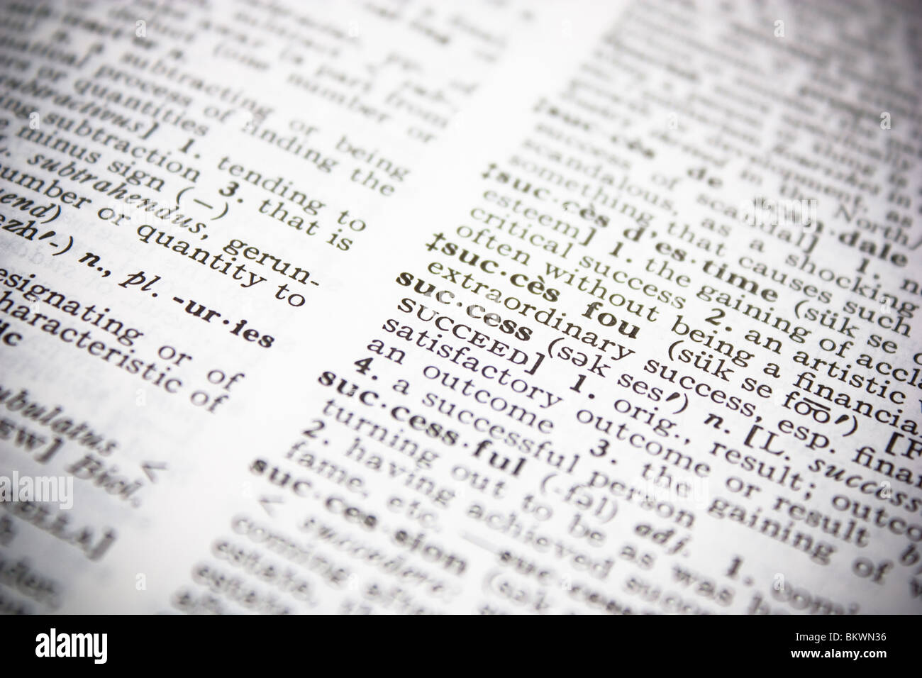 dictionary definition closeup success word Stock Photo - Alamy