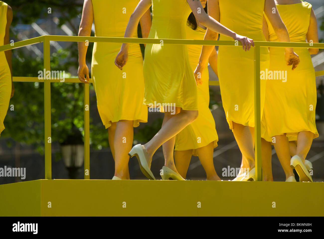 Women perform "Walk the Walk", an art project by the artist Kate ...