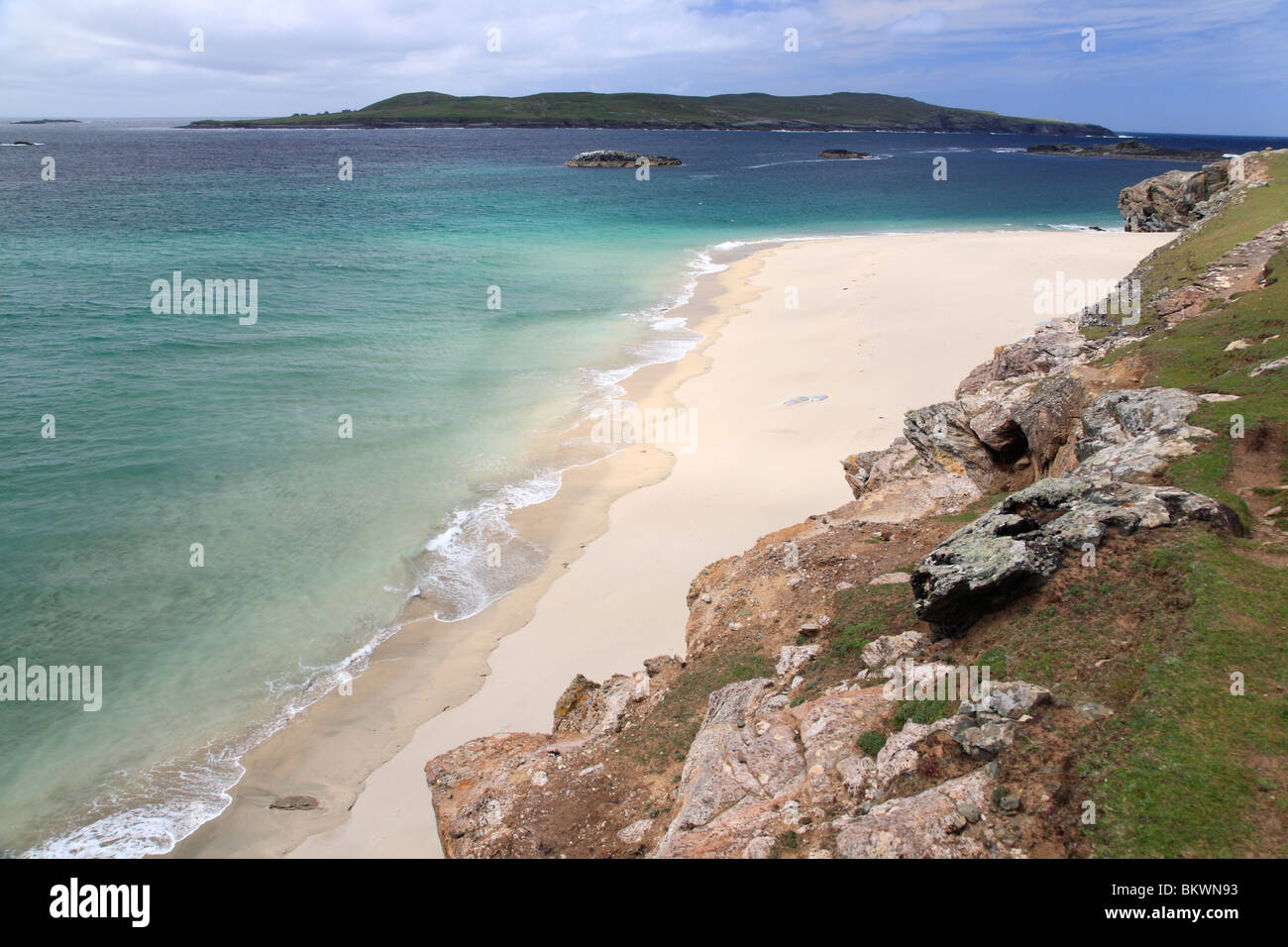 sun light spot on a beautiful lonesome beach on the Inishbofin Island ...