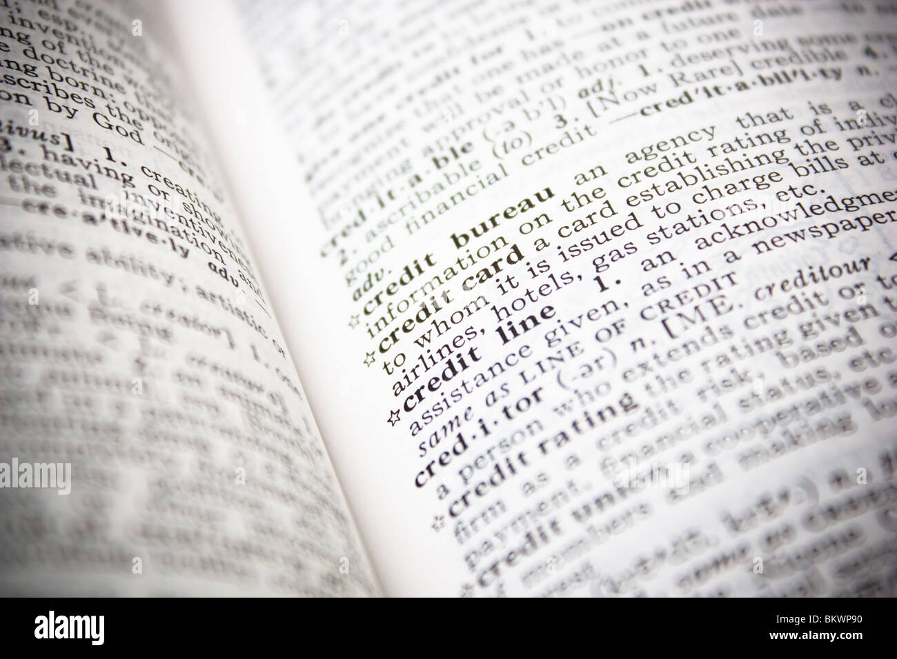 dictionary definition closeup credit card word Stock Photo - Alamy