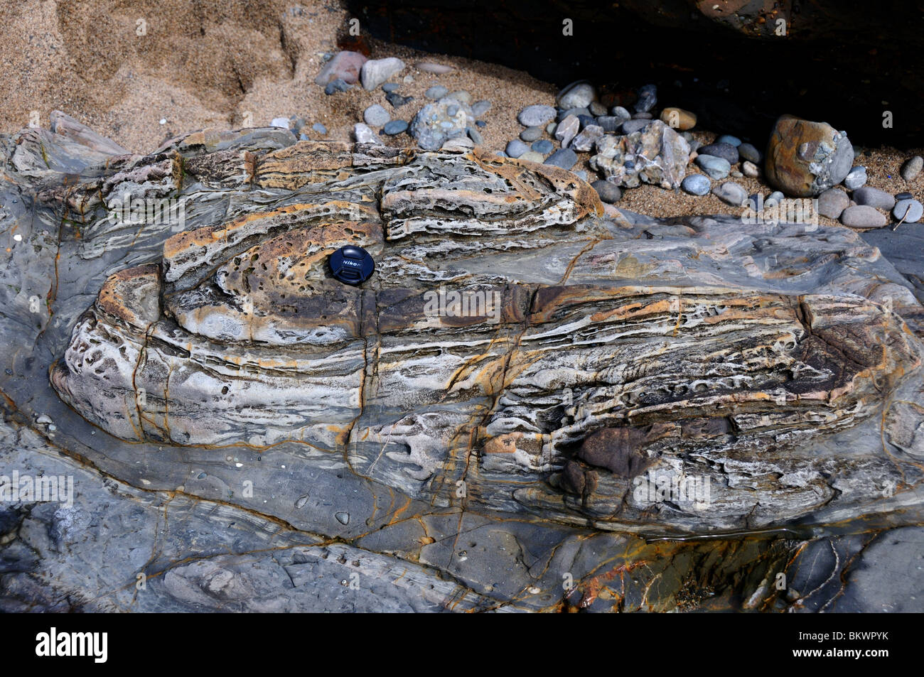 Soft sediments deformation in the sandstone. California, USA Stock ...