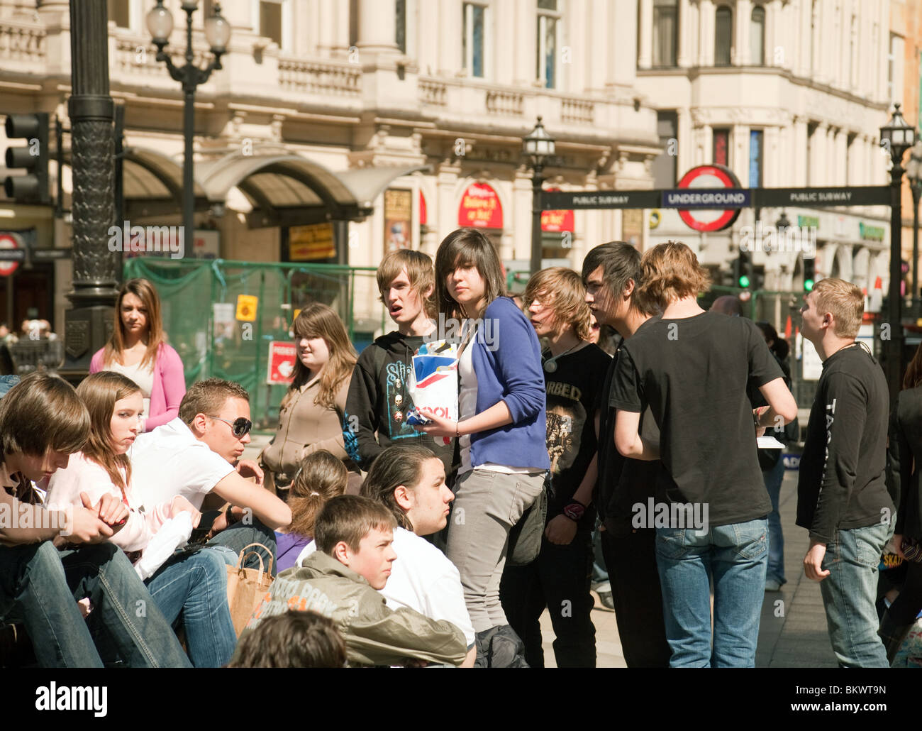 Teenagers in the crowd, Piccadilly Circus, Central London, UK Stock ...