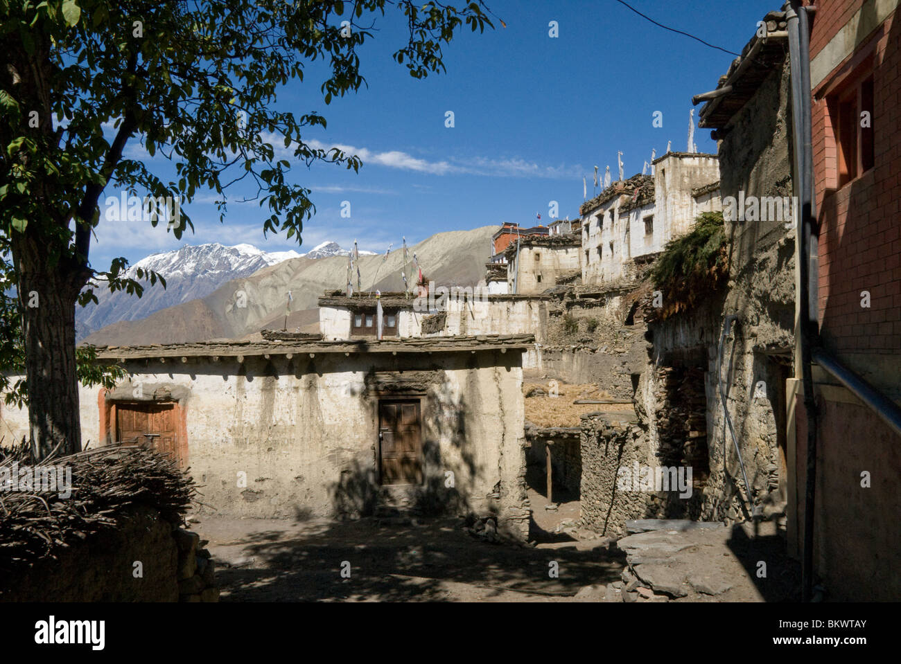 Stone houses in village, Jharkot, near Muktinath, Annapurna Circuit ...