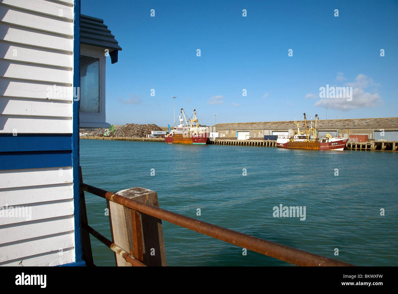 Newhaven East Sussex UK Harbor Harbour Quay Light Hut Fishing Boat ...