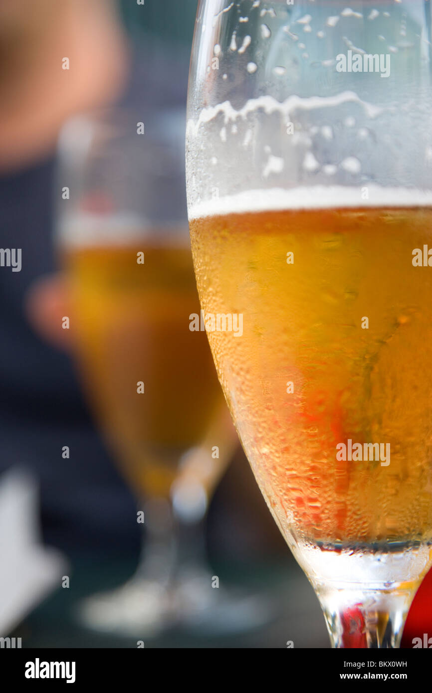 Extreme close up of a glass of beer Stock Photo - Alamy