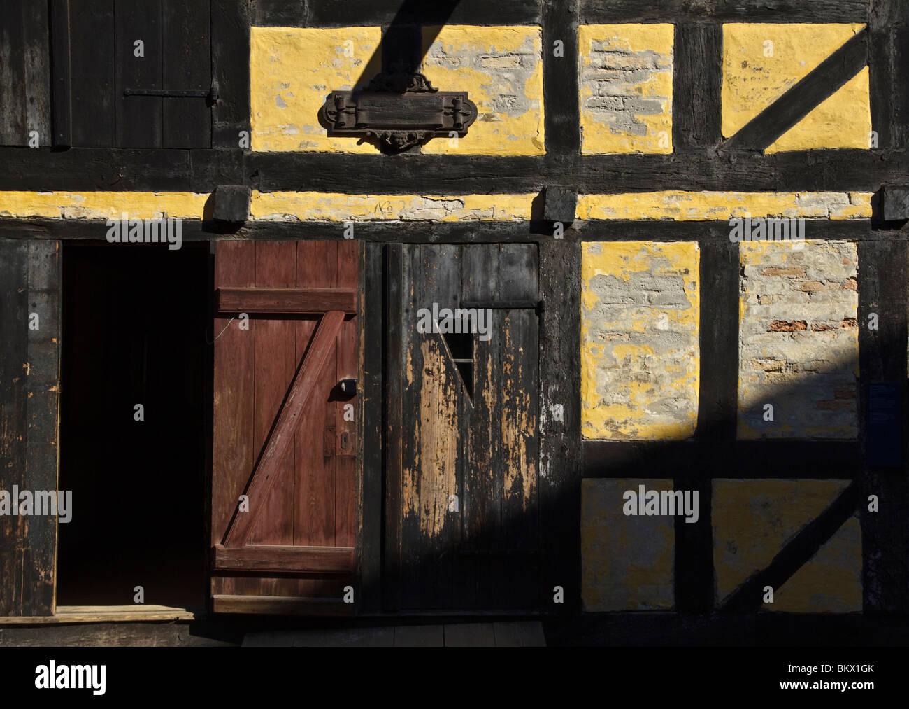 Medieval timbered wall and door Stock Photo - Alamy