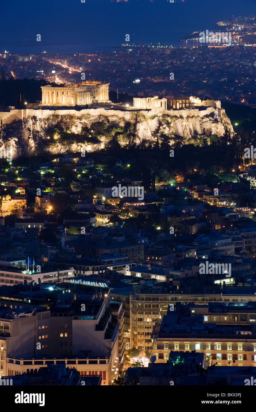 The Parthenon and Acropolis at night, Athens, Greece Stock Photo - Alamy
