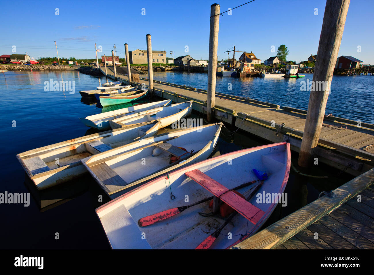 Skiffs tied up at the town landing in Beals Island, Maine Stock Photo ...