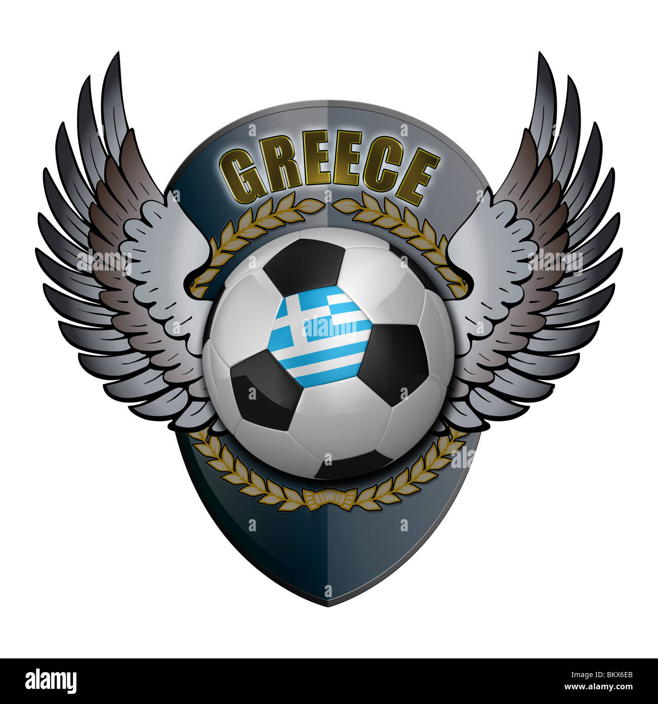 Greek soccer ball with crest Stock Photo - Alamy