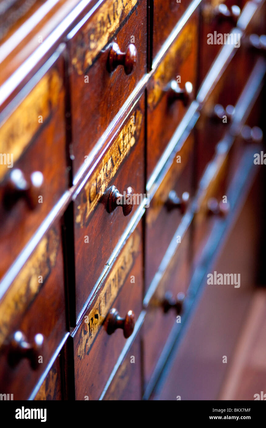 Rows of wooden drawers Stock Photo - Alamy