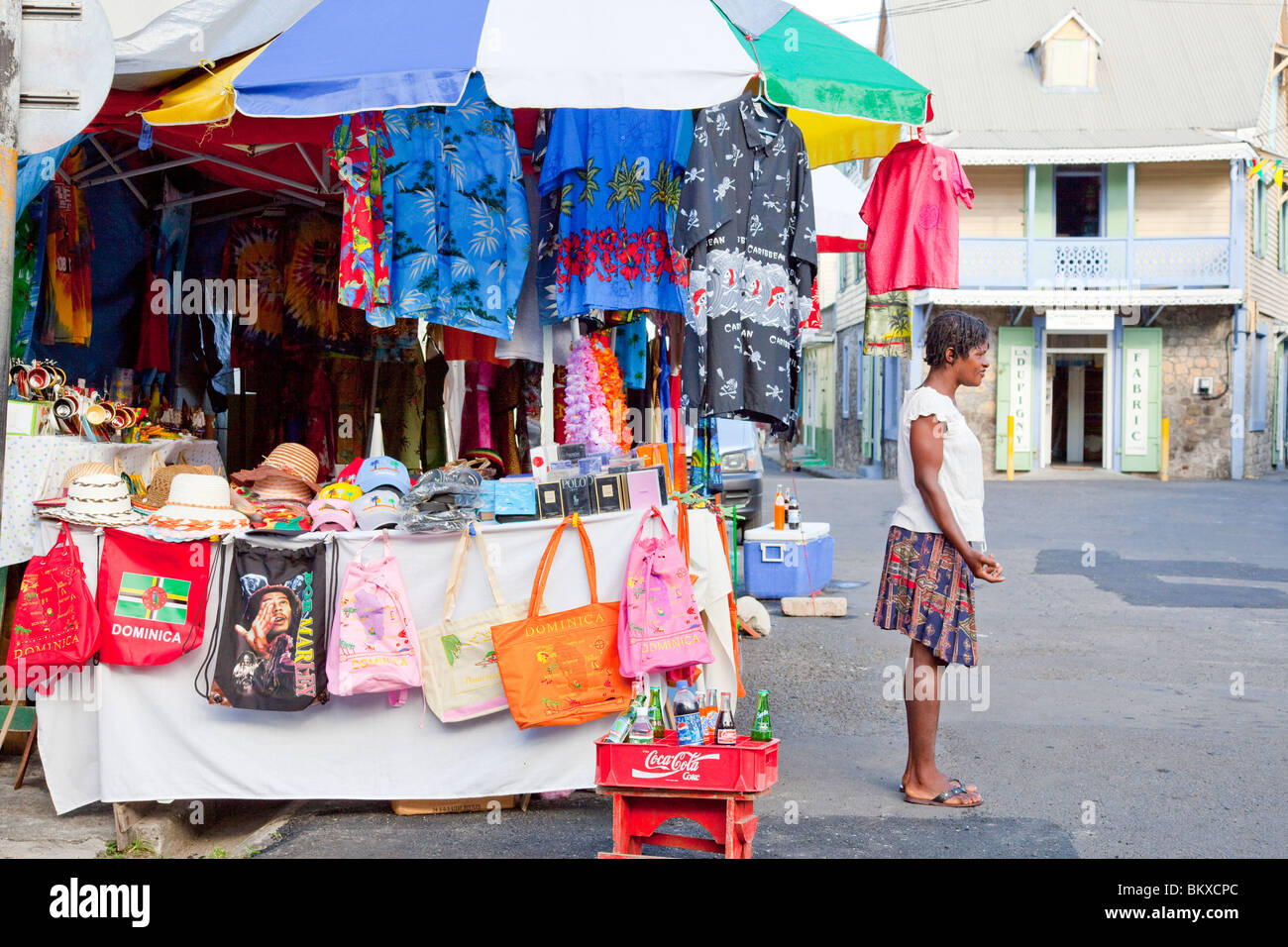 Outdoor street kiosk and shop in Roseau, Dominica, West Indies Stock ...