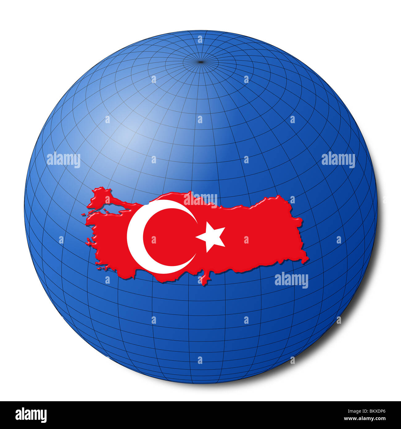 Turkey map flag on abstract globe illustration Stock Photo - Alamy