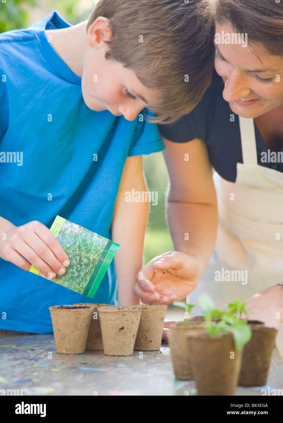 Child parent planting seeds hi-res stock photography and images - Alamy
