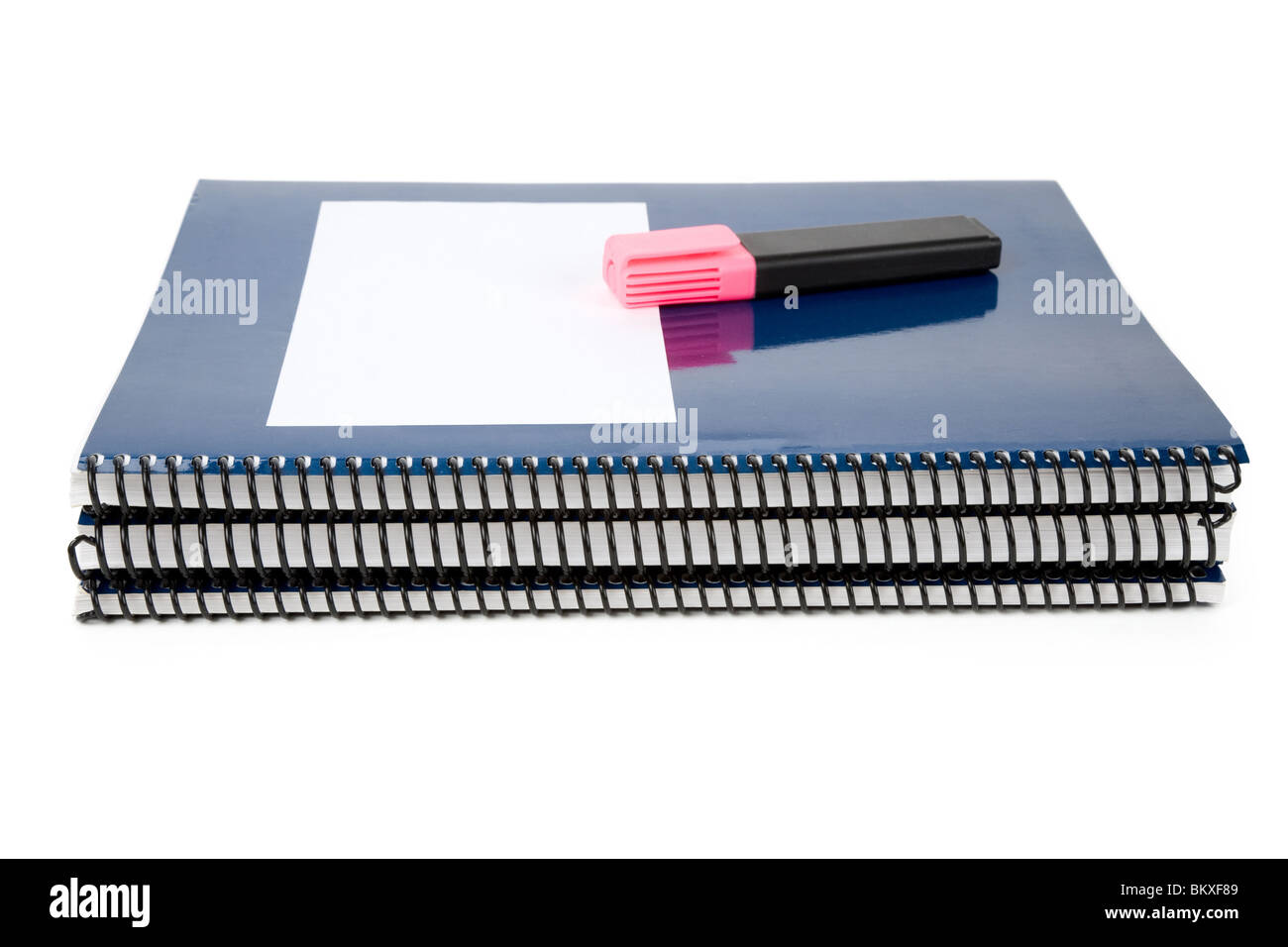 Blue school textbook, notebook or manual with white background Stock ...