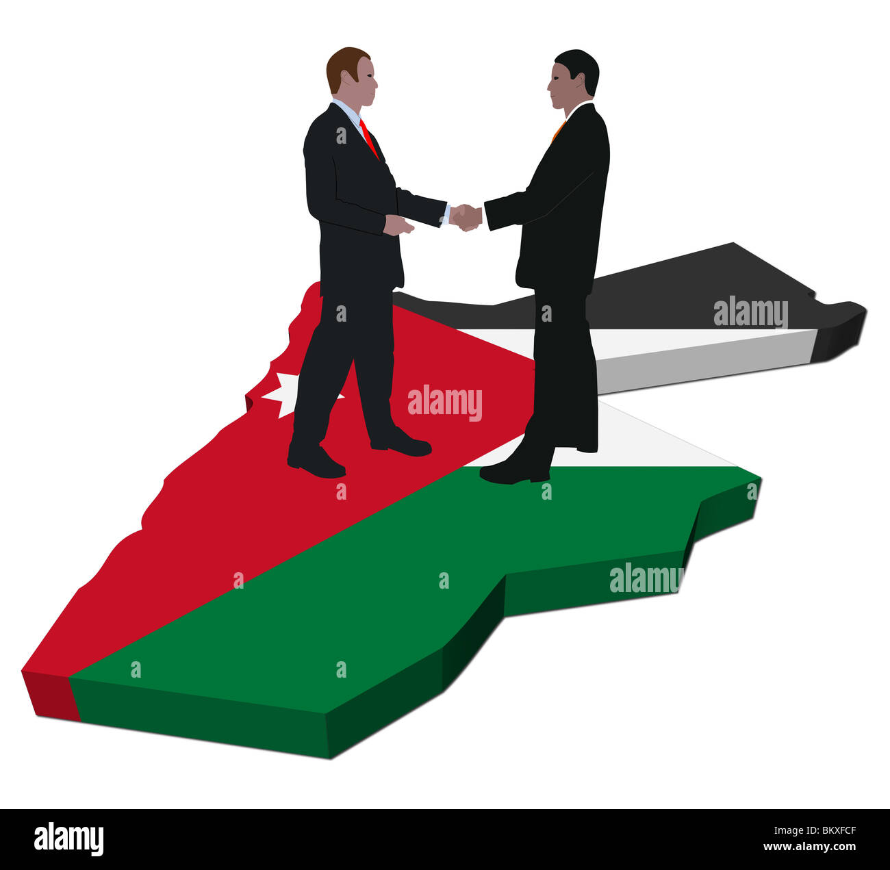 Business people shaking hands on Jordan map flag illustration Stock ...