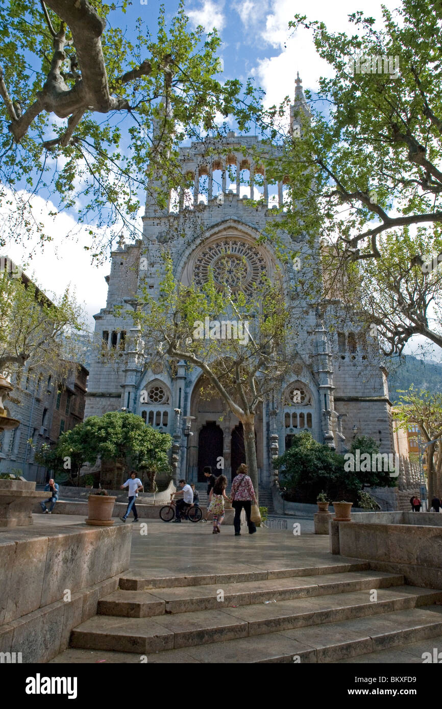 The spectacular Parish church of Sant Bartomeu, in Soller (Majorca ...