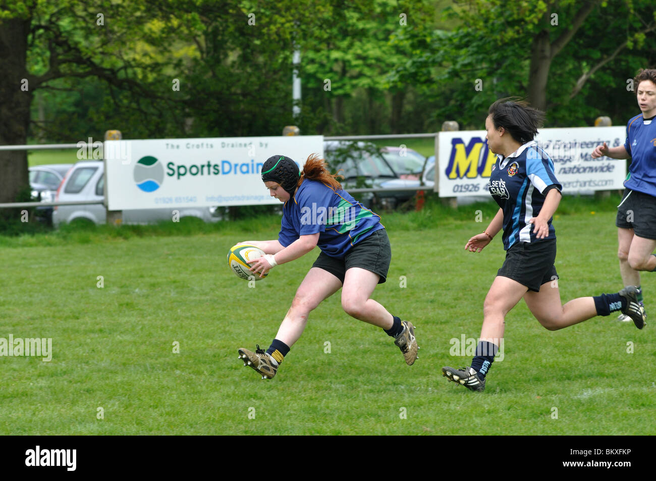 Women`s Rugby Union player scoring a try Stock Photo - Alamy