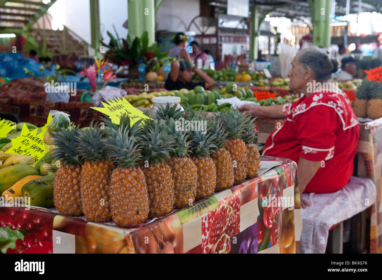 A Fruit & Vegetable Stall in The Municipal Market, Papeete, Tahiti ...