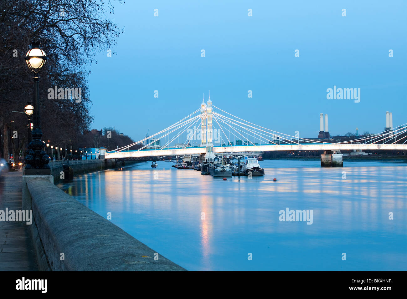 Albert bridge lights at night hi-res stock photography and images - Alamy