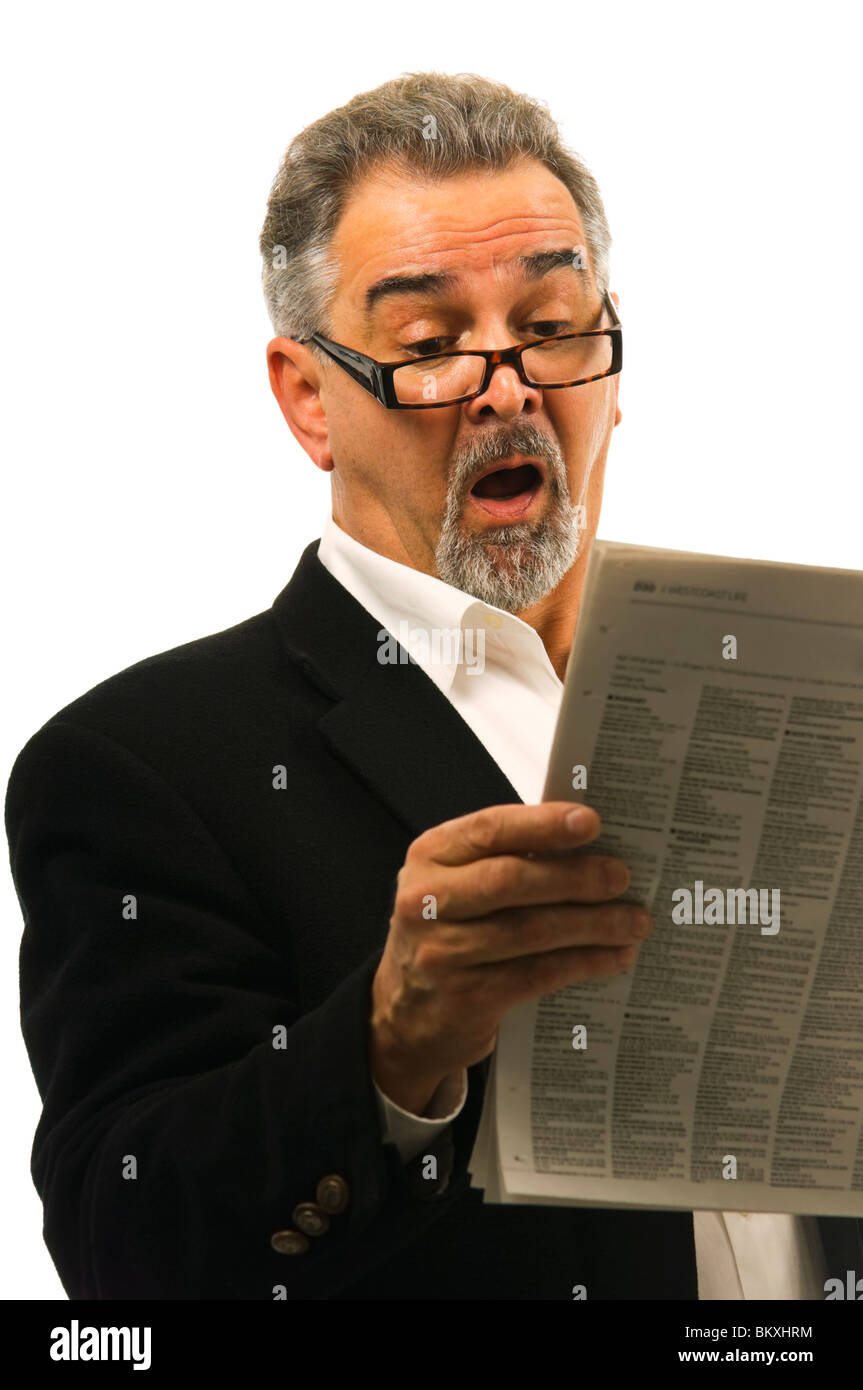 Newspaper surprise shock reading news hi-res stock photography and ...