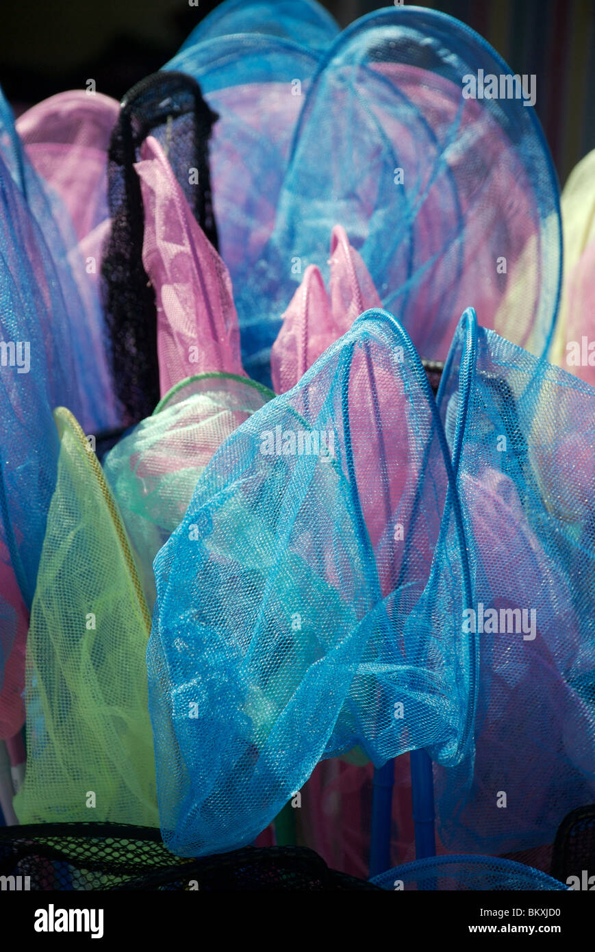 Colourful toy fishing nets, Salcombe, Devon, UK Stock Photo - Alamy