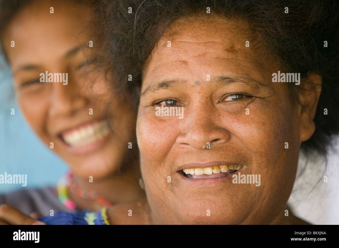 A mother and child on Funafuti atol Tuvalu Stock Photo - Alamy