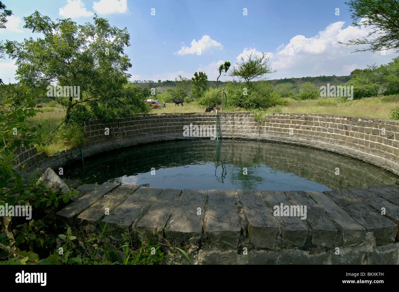 Large well close up at Ralegan Siddhi near Pune ; Maharashtra ; India ...