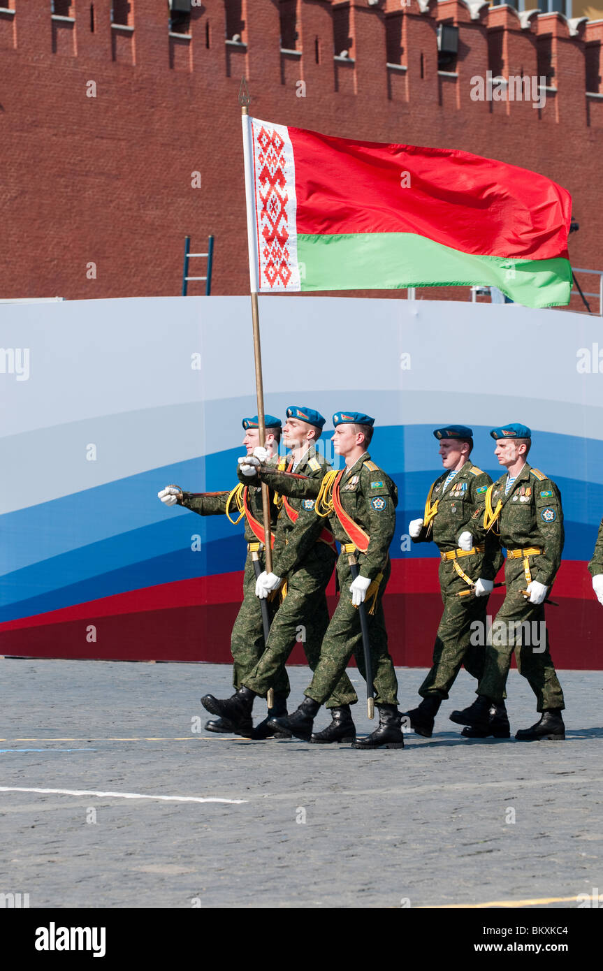 Contingent from the Republic of Belarus military march along the Red ...