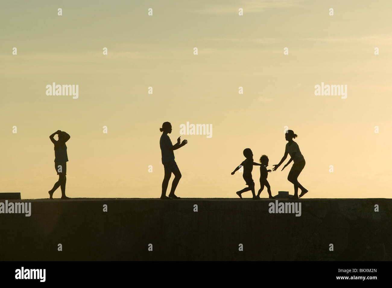 Tuvaluan children playing near the sea on Funafuti atol Tuvalu Stock ...