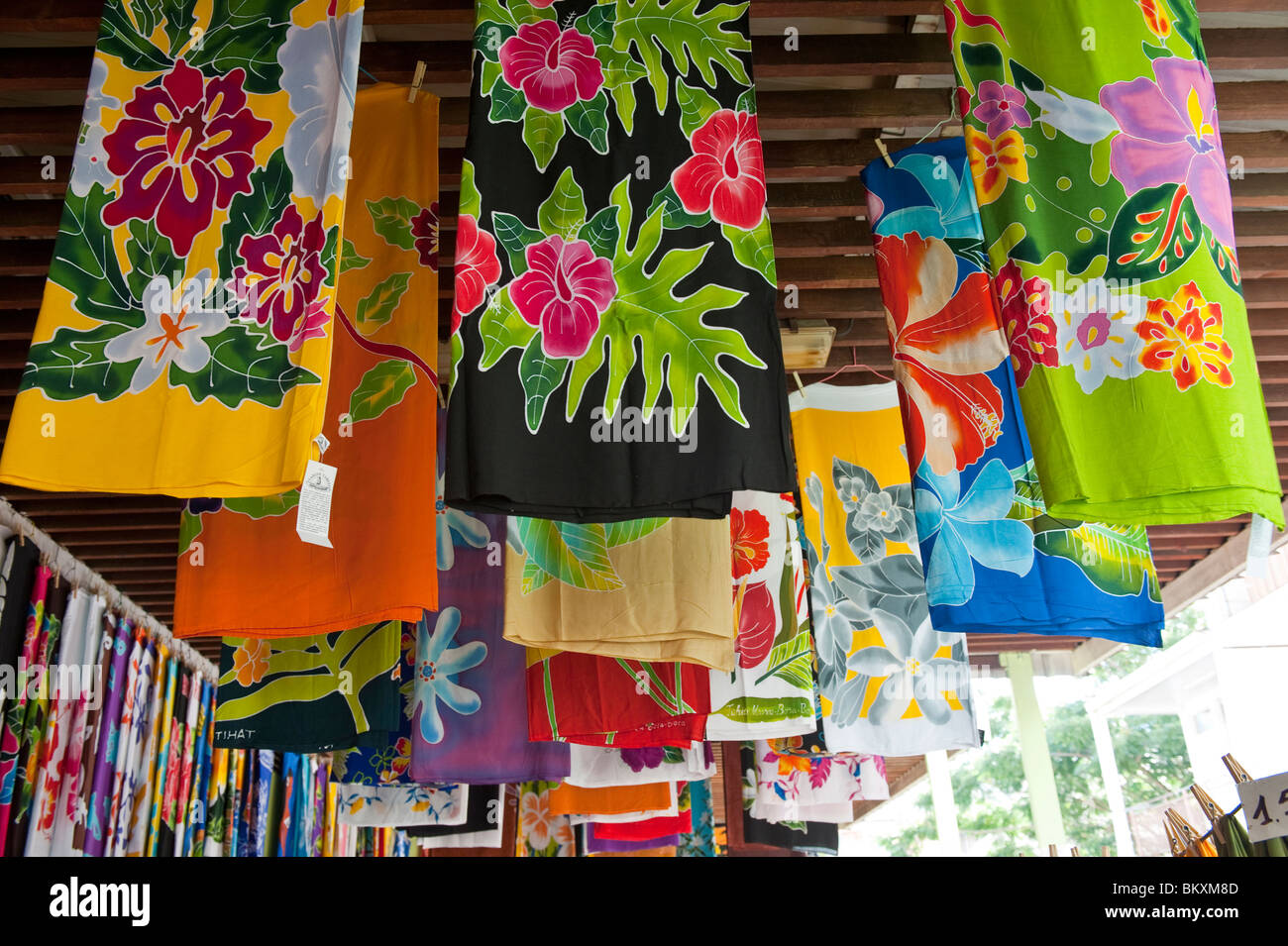 Tahitian Pareo or Sarongs for Sale in The Municipal Market in Papeete ...