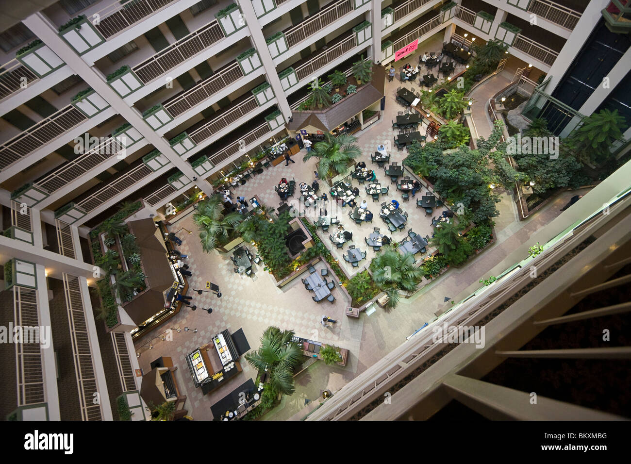 Courtyard of Embassy Suites Hotel, seen from ninth floor. South Lake ...