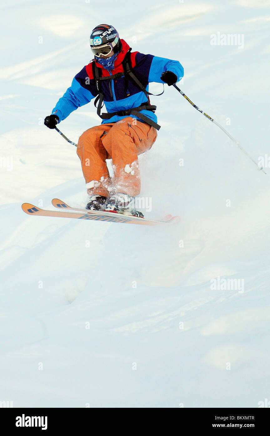 A skier off-piste in the French ski resort of Courchevel Stock Photo ...