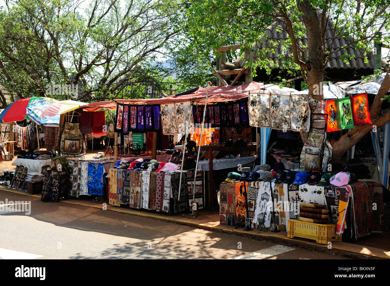Souvenir stalls at Three Rondawels view point in Mpumalanga Province ...