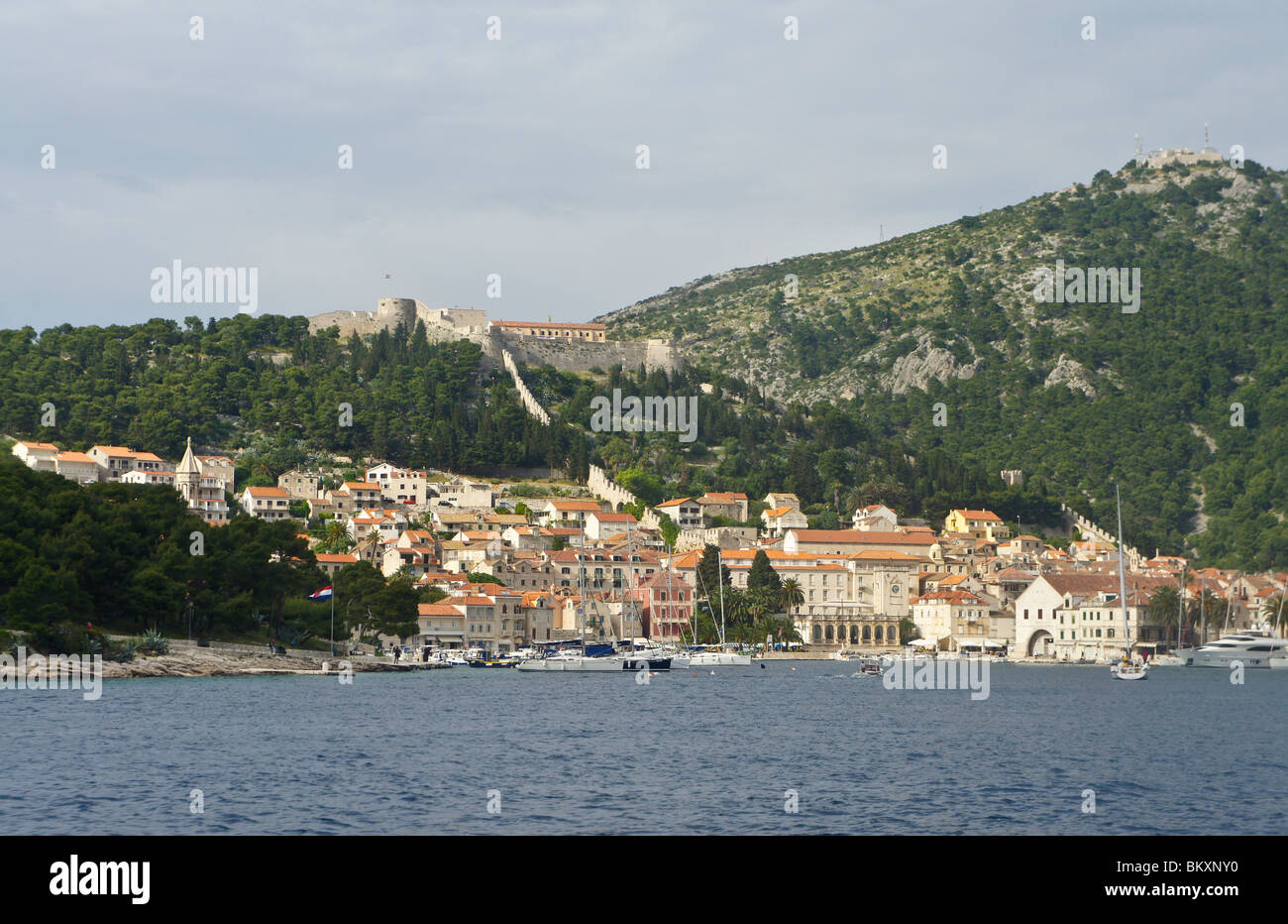 Hvar town Hvar island Croatia Dalmatian coast - view from the catamaran ...