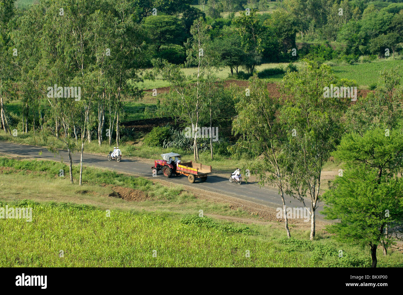 Aerial view of the village from top of water tank at Ralegan Siddhi ...