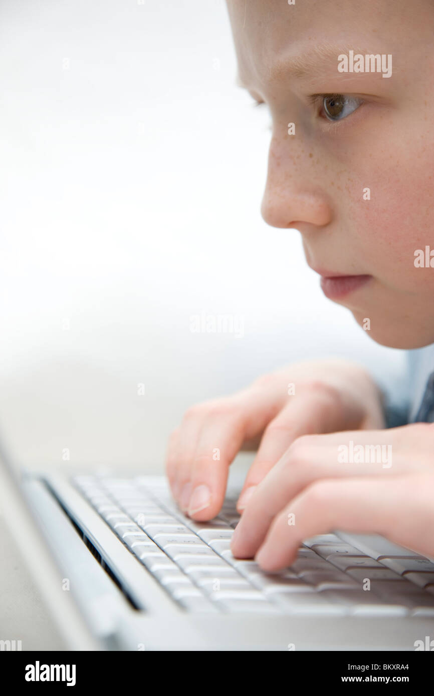 Boy On Computer Studying School High Resolution Stock Photography and ...