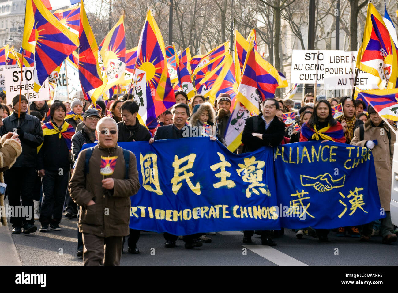 "Free Tibet" protest demonstration held in Paris, France - March 10 ...