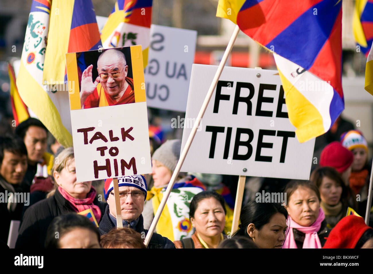 "Free Tibet" protest demonstration held in Paris, France - March 10 ...