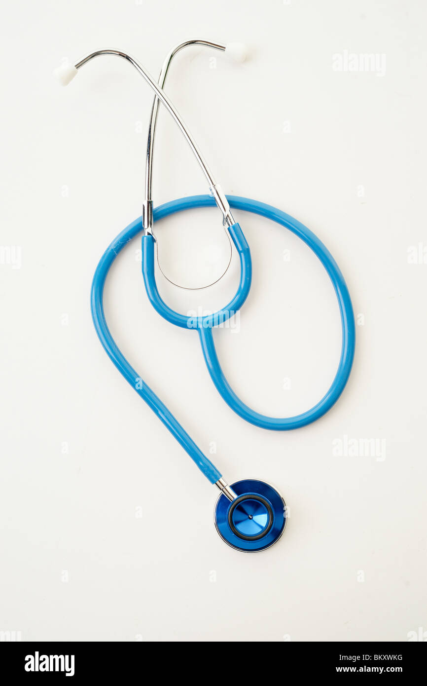 great image of a blue stethoscope on white Stock Photo - Alamy
