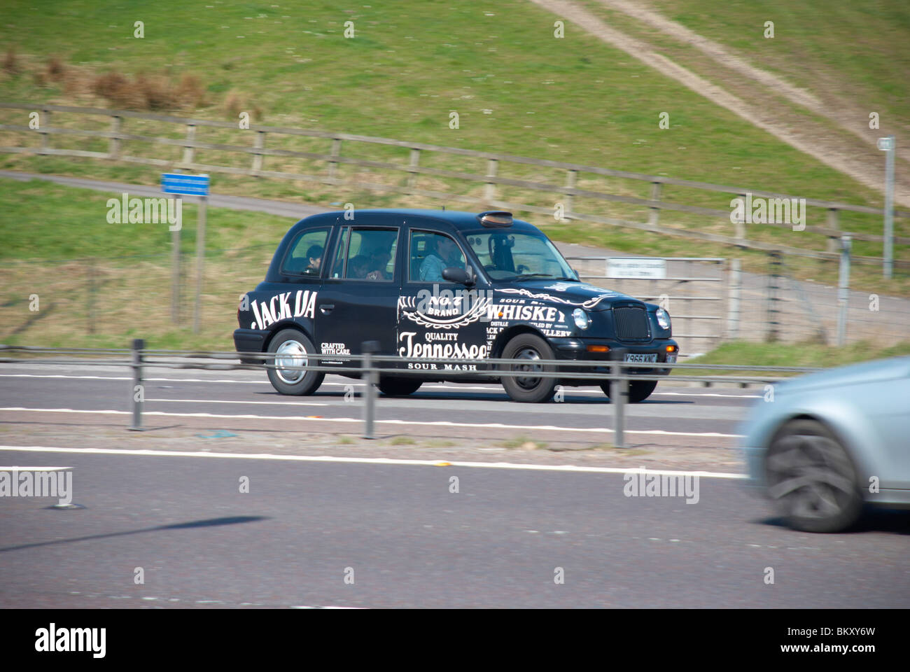 Hackney cab / taxi on the M62 motorway (near Huddersfield Stock Photo ...