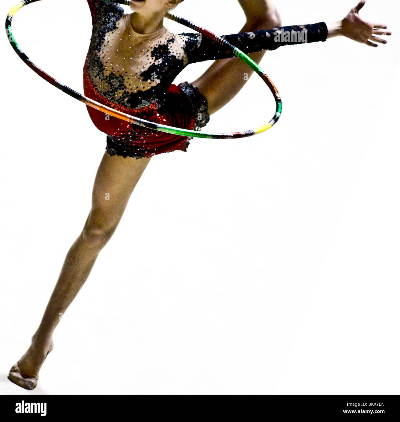 Gymnast performing hoop routine Stock Photo - Alamy