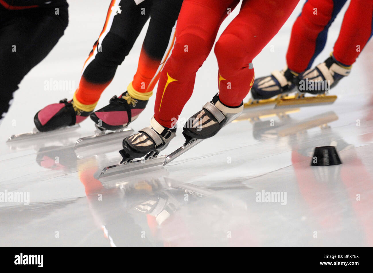 Speed skaters on the ice Stock Photo - Alamy